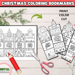 Christmas Coloring Bookmarks Printable Coloring Page Activity, Kids ...