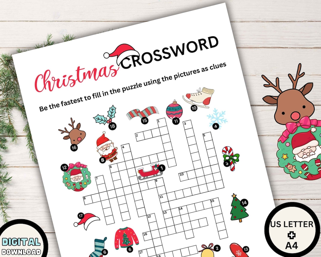 Printable Christmas Crossword Puzzle, Kids Christmas Word Games ...