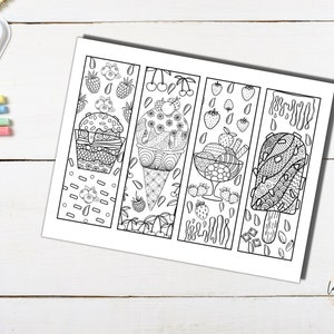 Fun Ice Cream Book Mark Coloring Pages, Kids Teens & Adults Color Pages ...