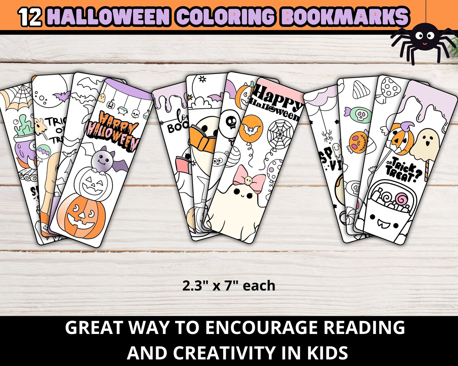 Printable Halloween Coloring Bookmarks, Boo Basket Halloween Spooky ...