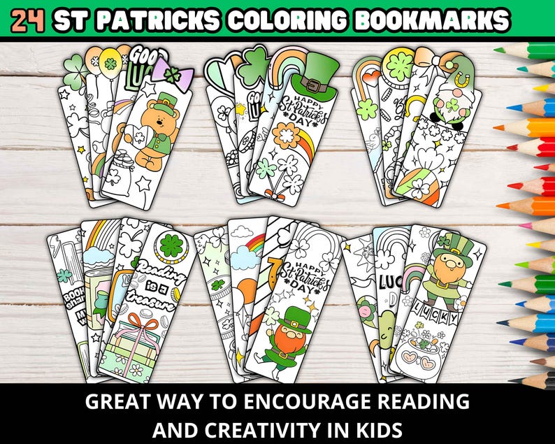 St Patricks Day Coloring Pages Cute Bookmarks Coloring for Kids ...