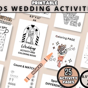 Kids Wedding Activity Book: 25 Coloring Pages & Games (digital Download ...