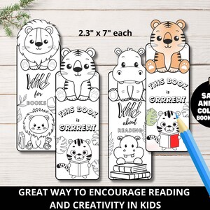 Safari Animals Printable Coloring Bookmarks, Coloring Page Book Marks ...