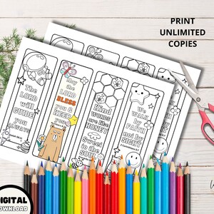 Christian Coloring Bible Verse Bookmarks, Kids Sunday School Crafts ...