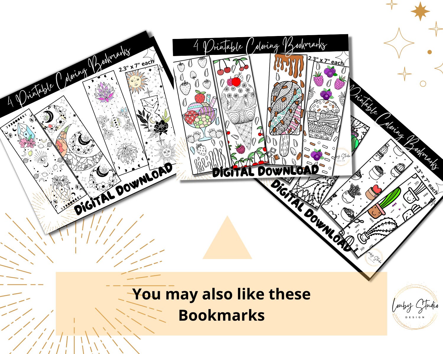 Printable Coloring Bookmarks Digital Book Marks Cute - Etsy