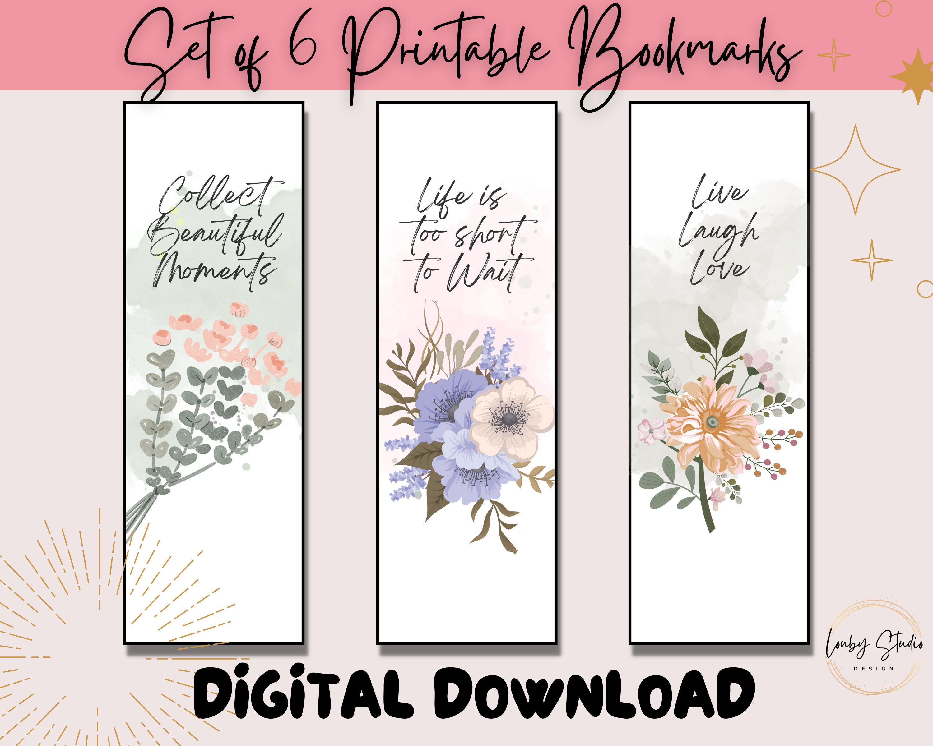 Printable Bookmark for Women, Digital Book Mark, Printable Book Marks ...