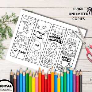Halloween Coloring Bookmarks, Kids Halloween Coloring Page Classroom ...