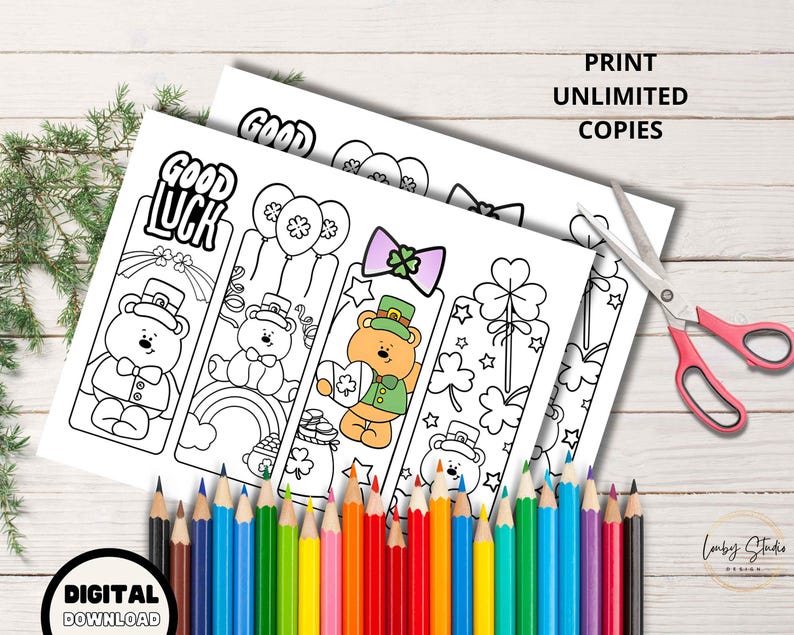Kids Coloring Bookmarks Printable Cute Bold Coloring Page Lucky St ...
