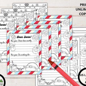 Letters to Santa Coloring Pages, Printable Dear Santa Letter, Christmas ...