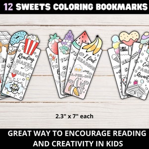 Printable Coloring Bookmarks BUNDLE, Dessert Coloring Book Marks, Kids ...