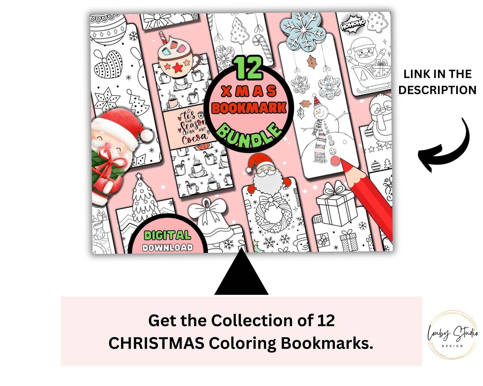 Christmas Coloring Bookmarks Printable Coloring Page Activity, Kids ...