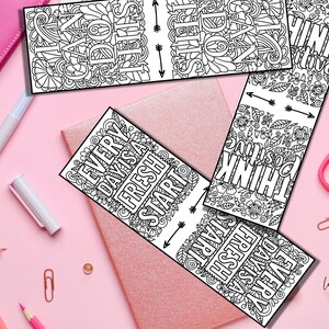 Printable Motivational Coloring Bookmark Pages, Digital Book Marks ...