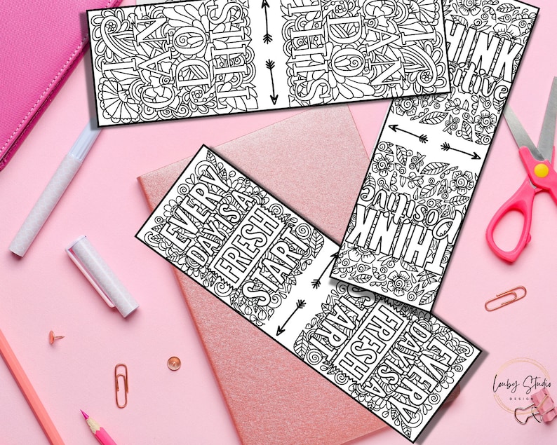 Printable Motivational Coloring Bookmark Pages, Digital Book Marks ...