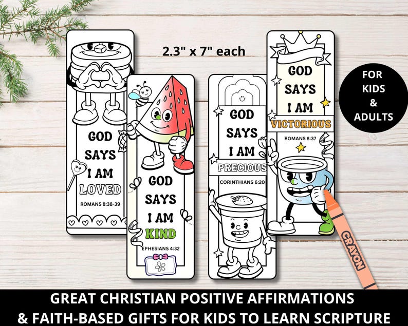 Christian Coloring Bookmarks for Kids: Bible Verse Affirmations ...