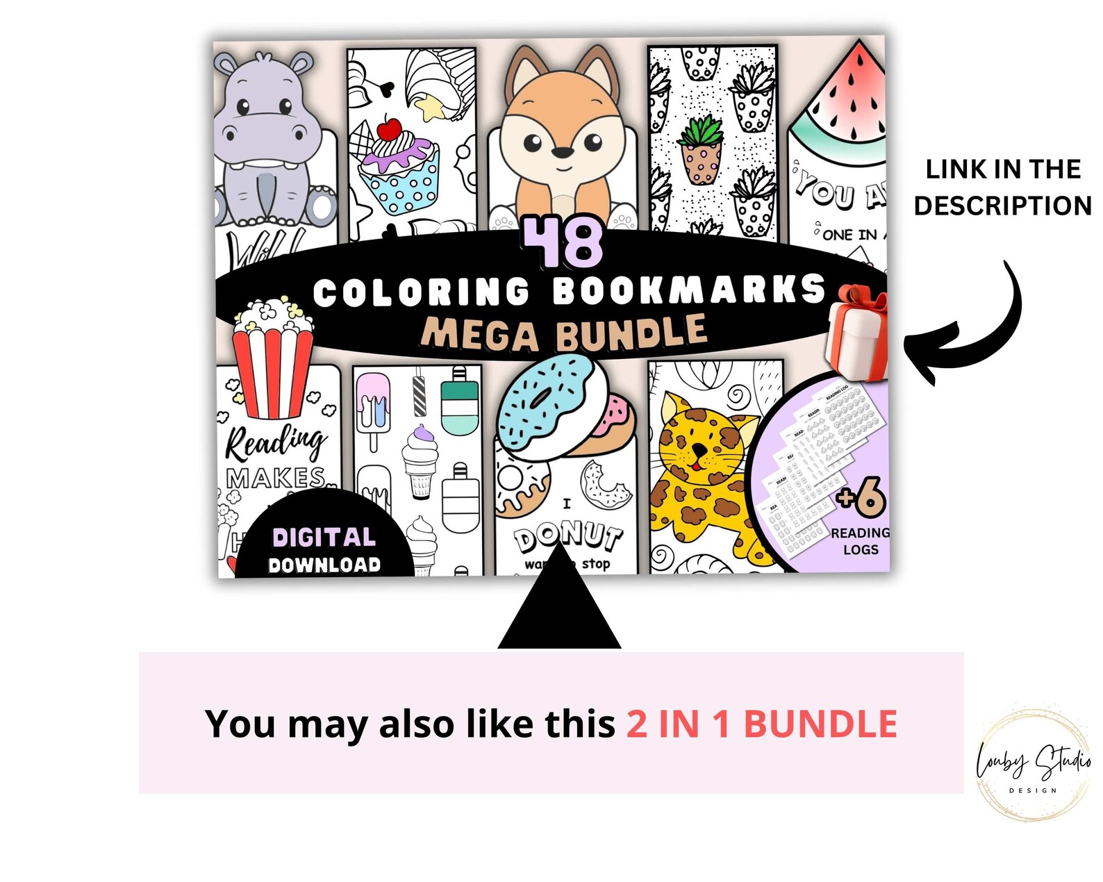 Printable Coloring Bookmarks BUNDLE, Cute Animals Book Marks, Birthday ...