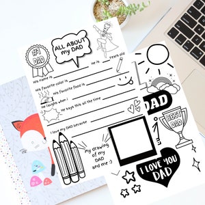 All About My Dad Printable, Fathers Day Coloring Pages, Fathers Day ...