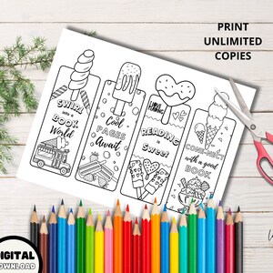 Printable Coloring Bookmarks, Ice Cream Coloring Book Marks, Kids ...