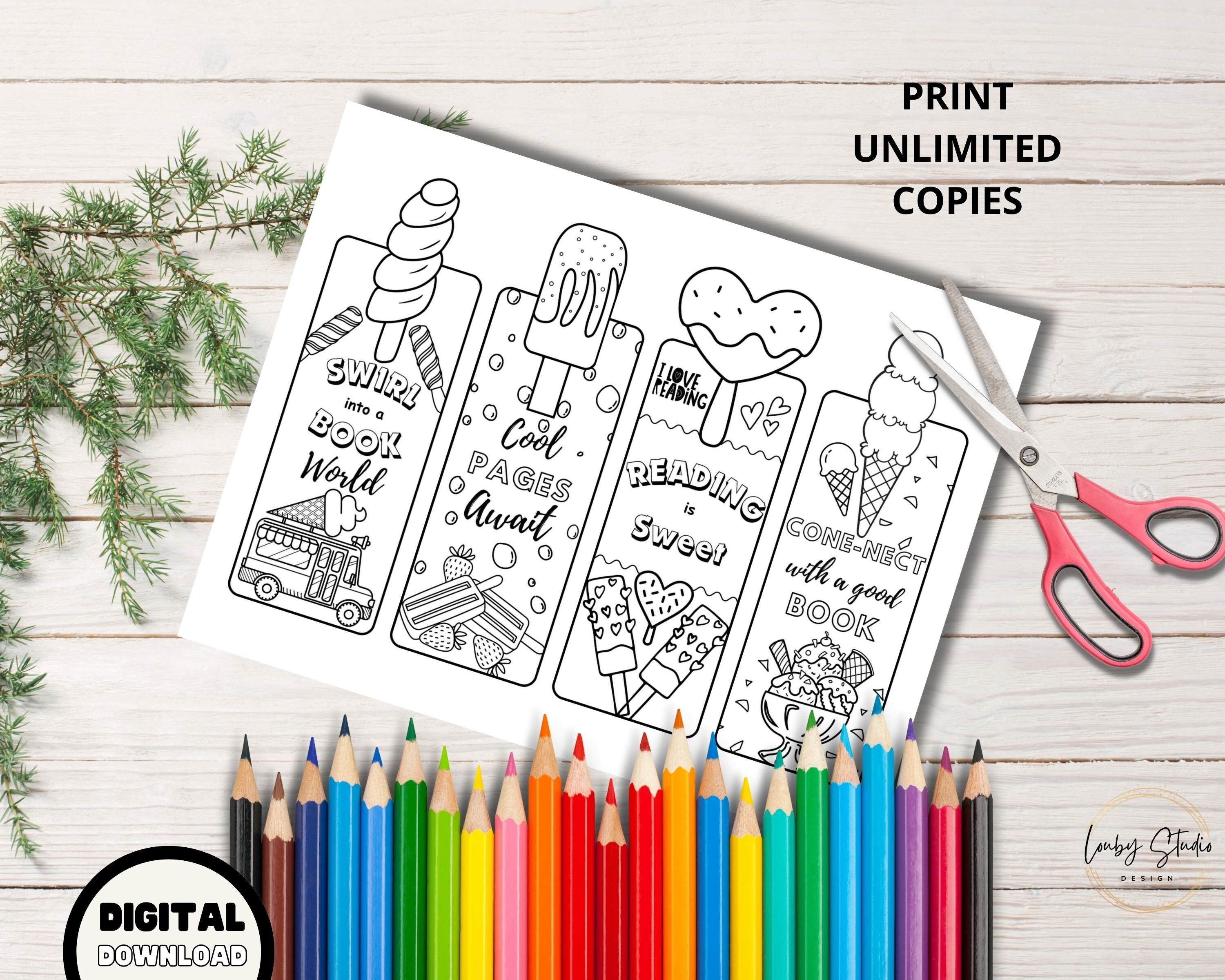 Printable Coloring Bookmarks, Ice Cream Coloring Book Marks, Kids ...