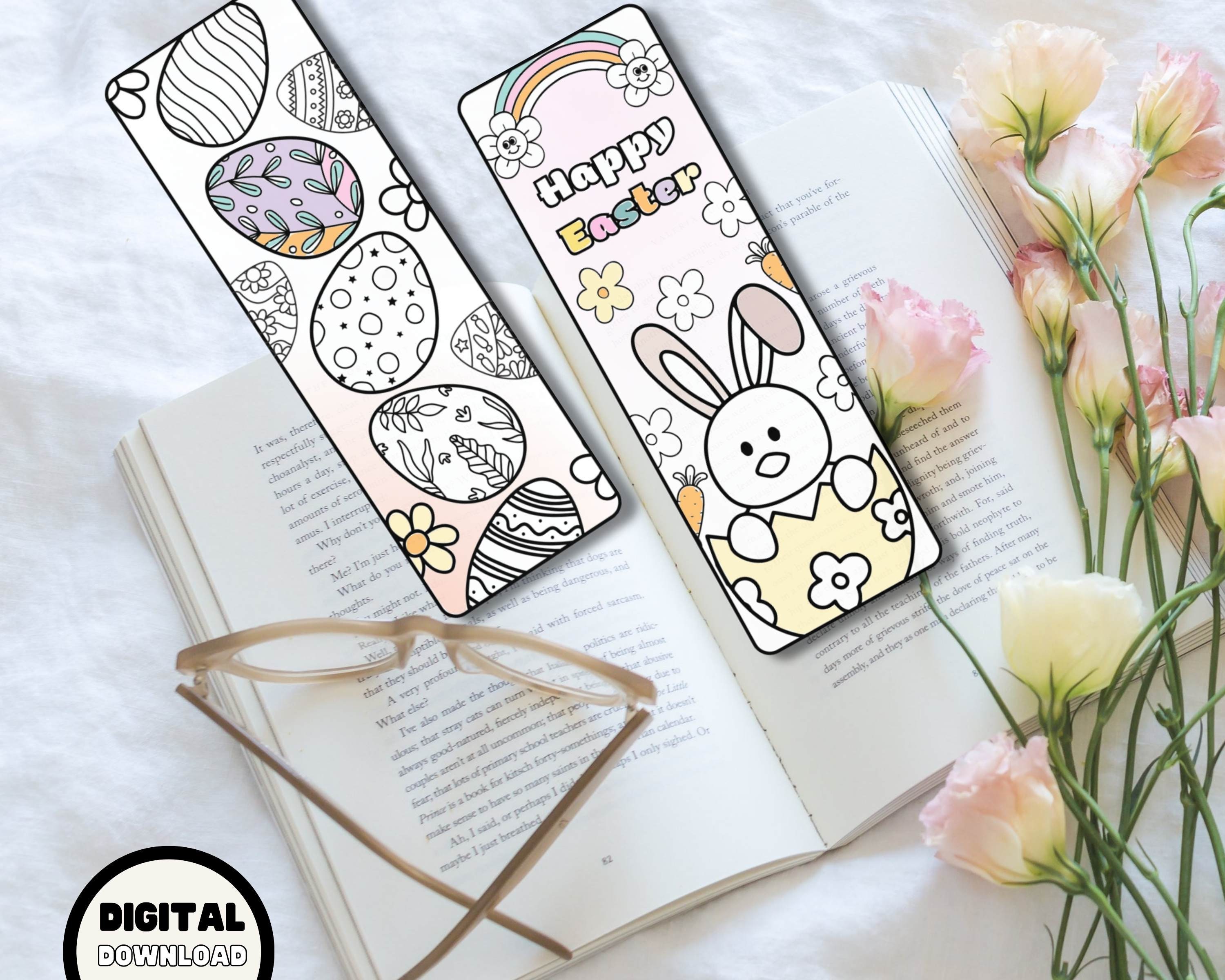 Printable Easter Eggs Coloring Bookmarks, Easter Bunny Coloring Page ...