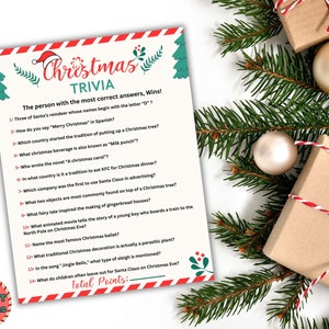 Christmas Trivia Game Printable Holiday Trivia Game for Adults ...
