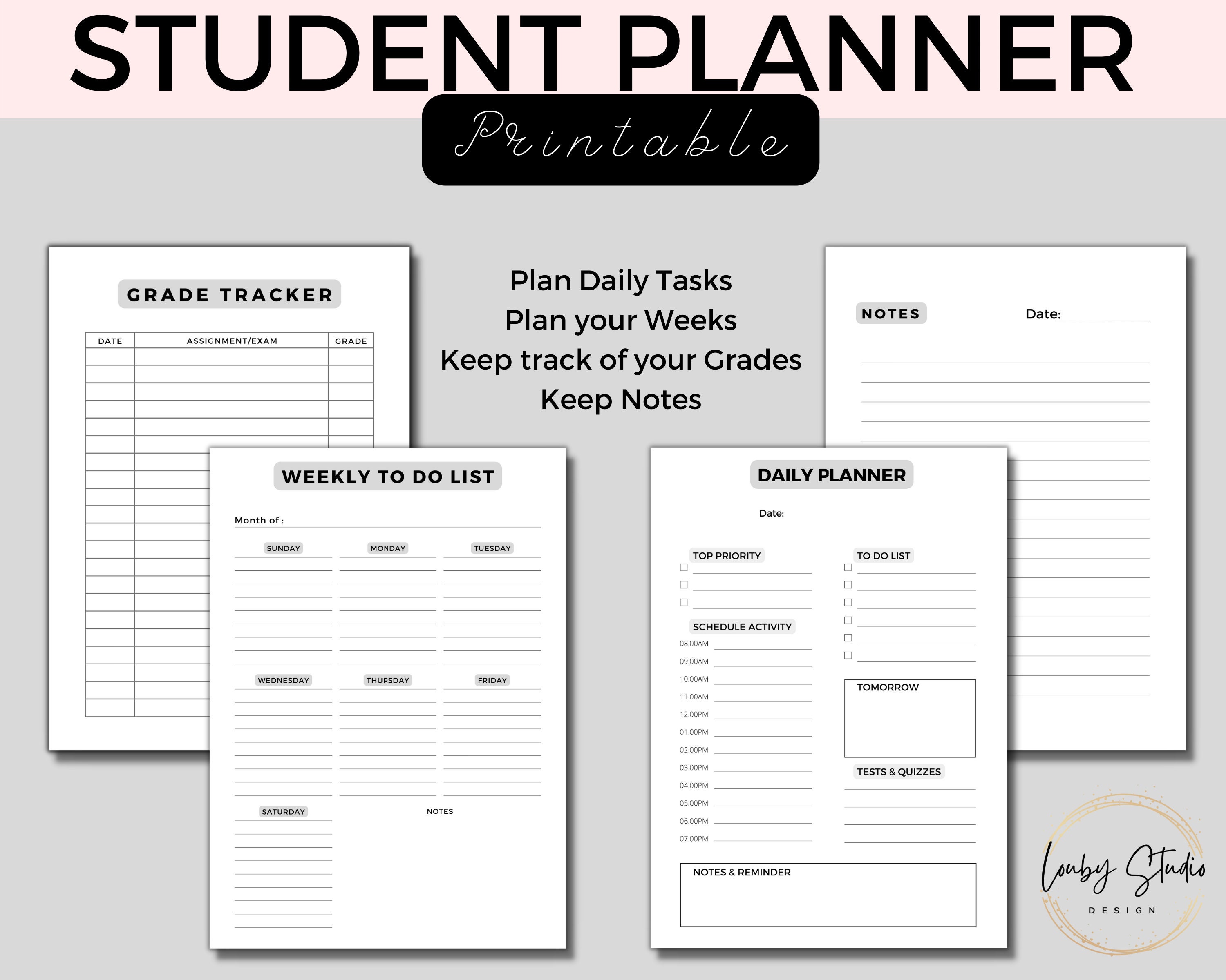Student Planner Printable, Academic Planner Printable, College Student ...