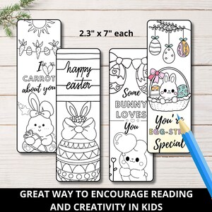 Printable Easter Bunny Coloring Bookmarks, Happy Easter Class Gift ...