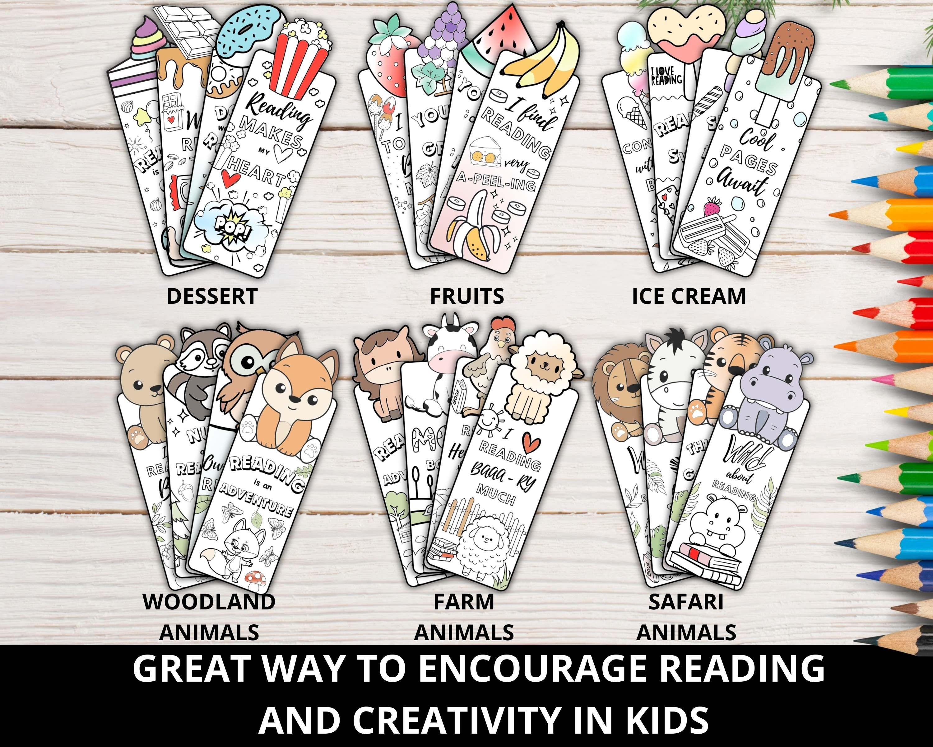Printable Coloring Bookmarks BUNDLE, Cute Animals Book Marks, Birthday ...