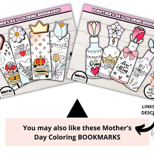 Printable Mother's Day Bear Coloring Bookmarks: Kids Craft (digital ...