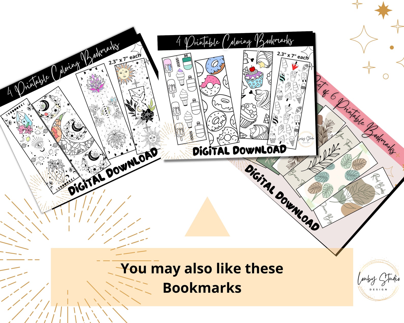 Printable Coloring Bookmarks Digital Book Marks Cute | Etsy