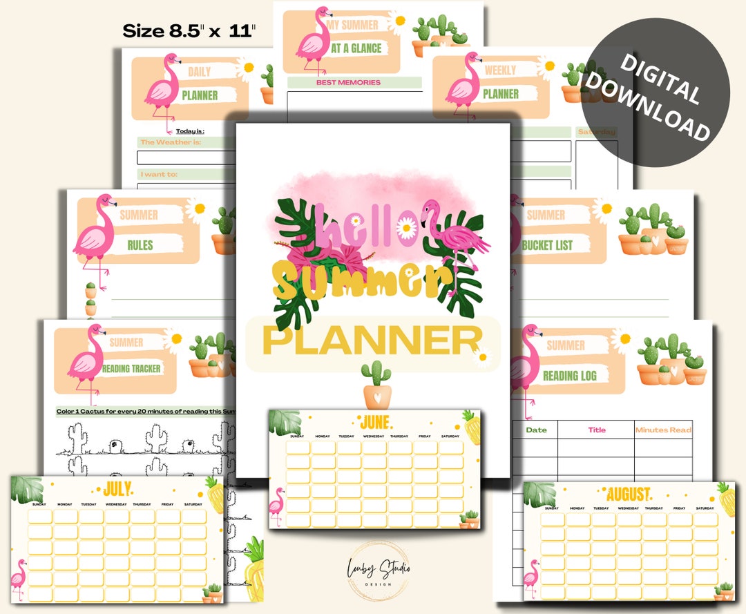 Summer Planner for Kids Printable, Summer Schedule Activity Calendar ...