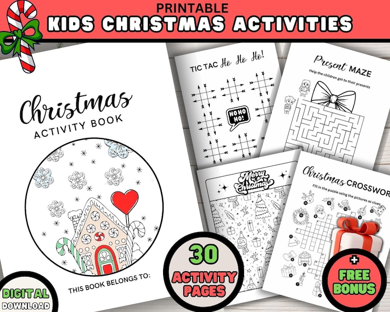 Printable Christmas Activities for Kids, Christmas Activity Book, Xmas ...