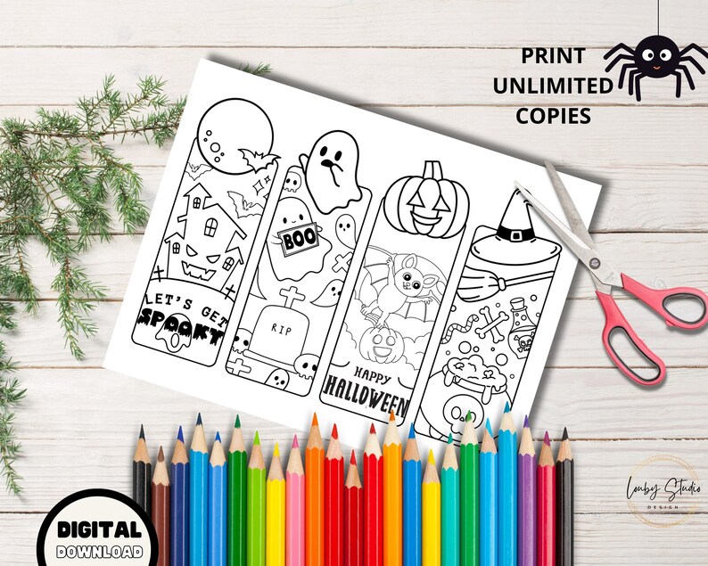 Printable Halloween Coloring Bookmarks, Halloween Coloring Page ...