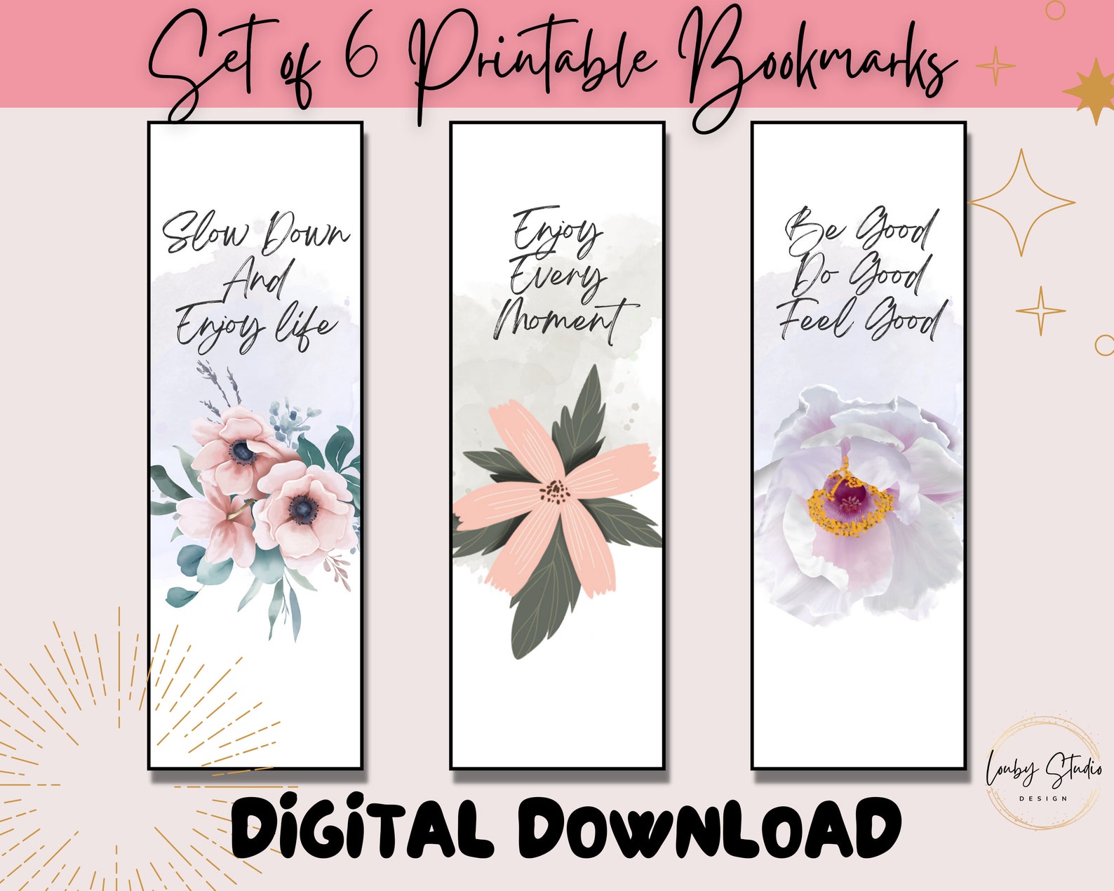 Printable Bookmark for Women, Digital Book Mark, Printable Book Marks ...