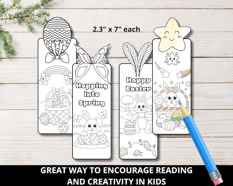 Easter Bunny Coloring Bookmarks, Printable Easter Eggs Coloring Page ...