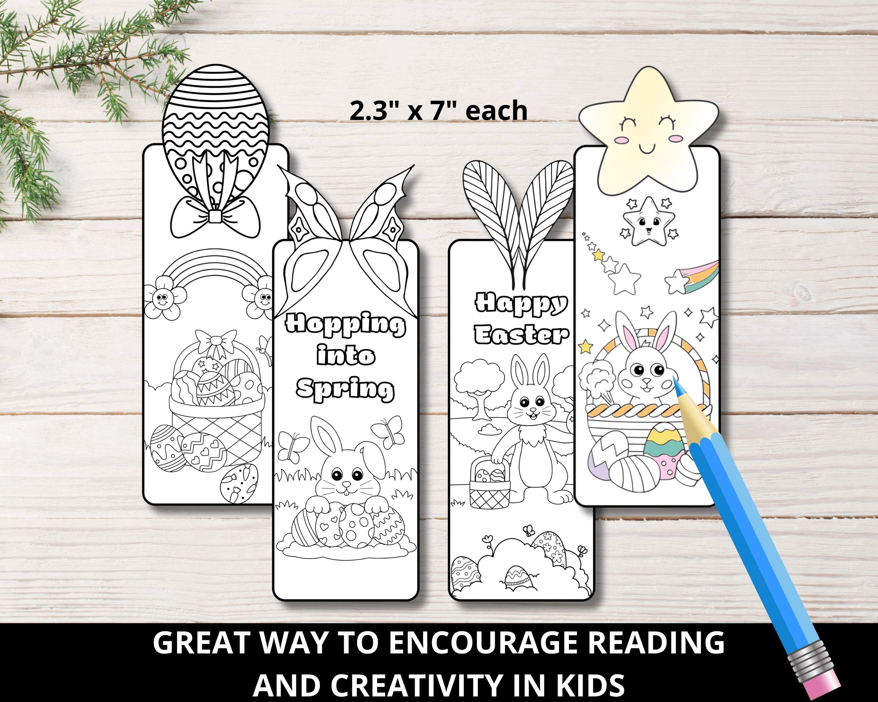 Easter Bunny Coloring Bookmarks, Printable Easter Eggs Coloring Page ...