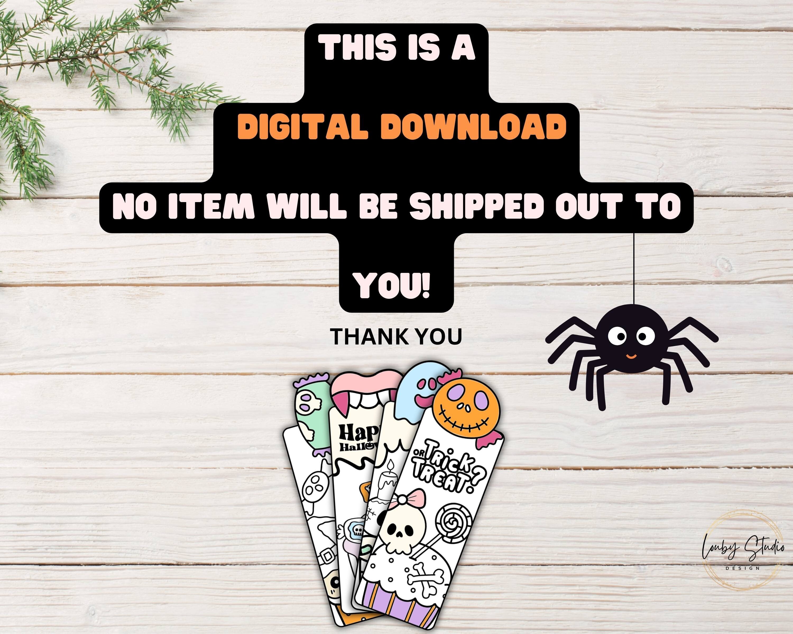Halloween Cupcake Coloring Bookmarks, Cute Halloween Coloring Page, Boo ...