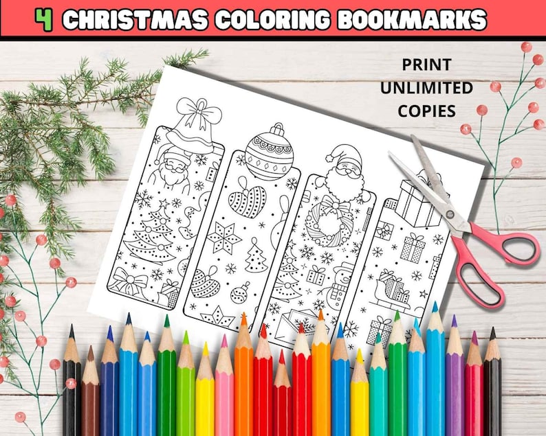 Printable Christmas Coloring Bookmarks, Kids Christmas Activity ...