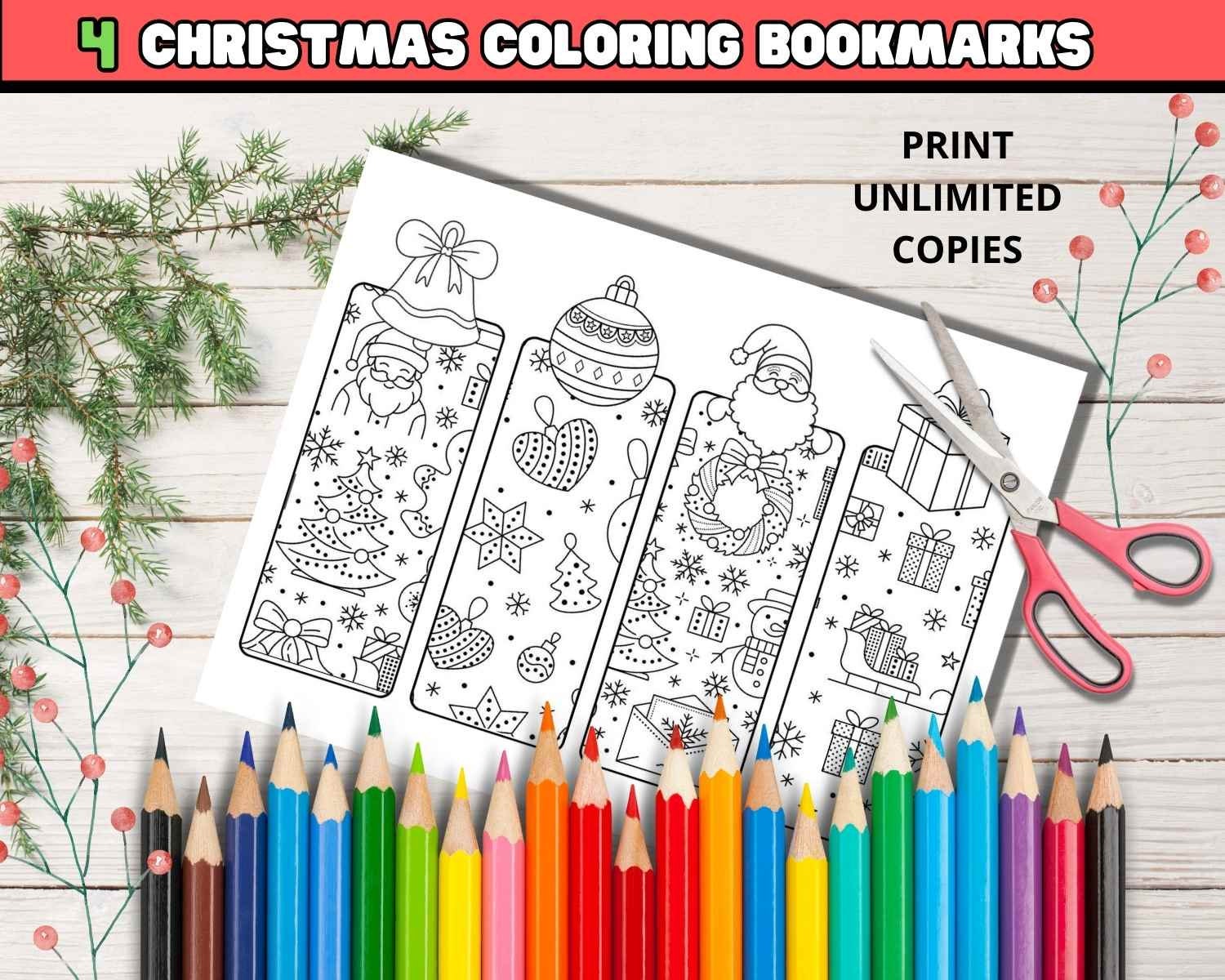 Printable Christmas Coloring Bookmarks, Kids Christmas Activity ...