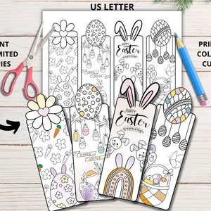 Easter Coloring Bookmarks BUNDLE, Printable Easter Eggs Coloring Pages ...
