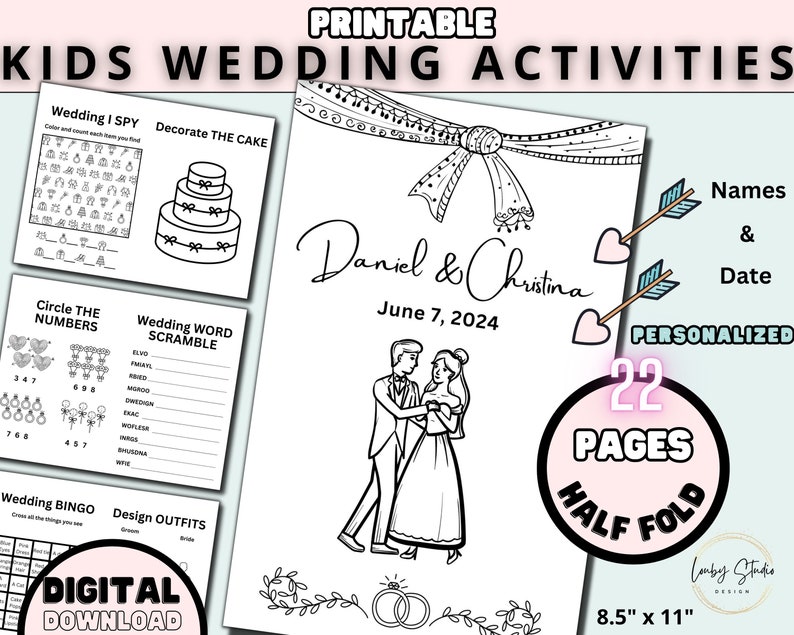 Kids Wedding Activity Book, Printable Wedding Coloring Book Pages ...