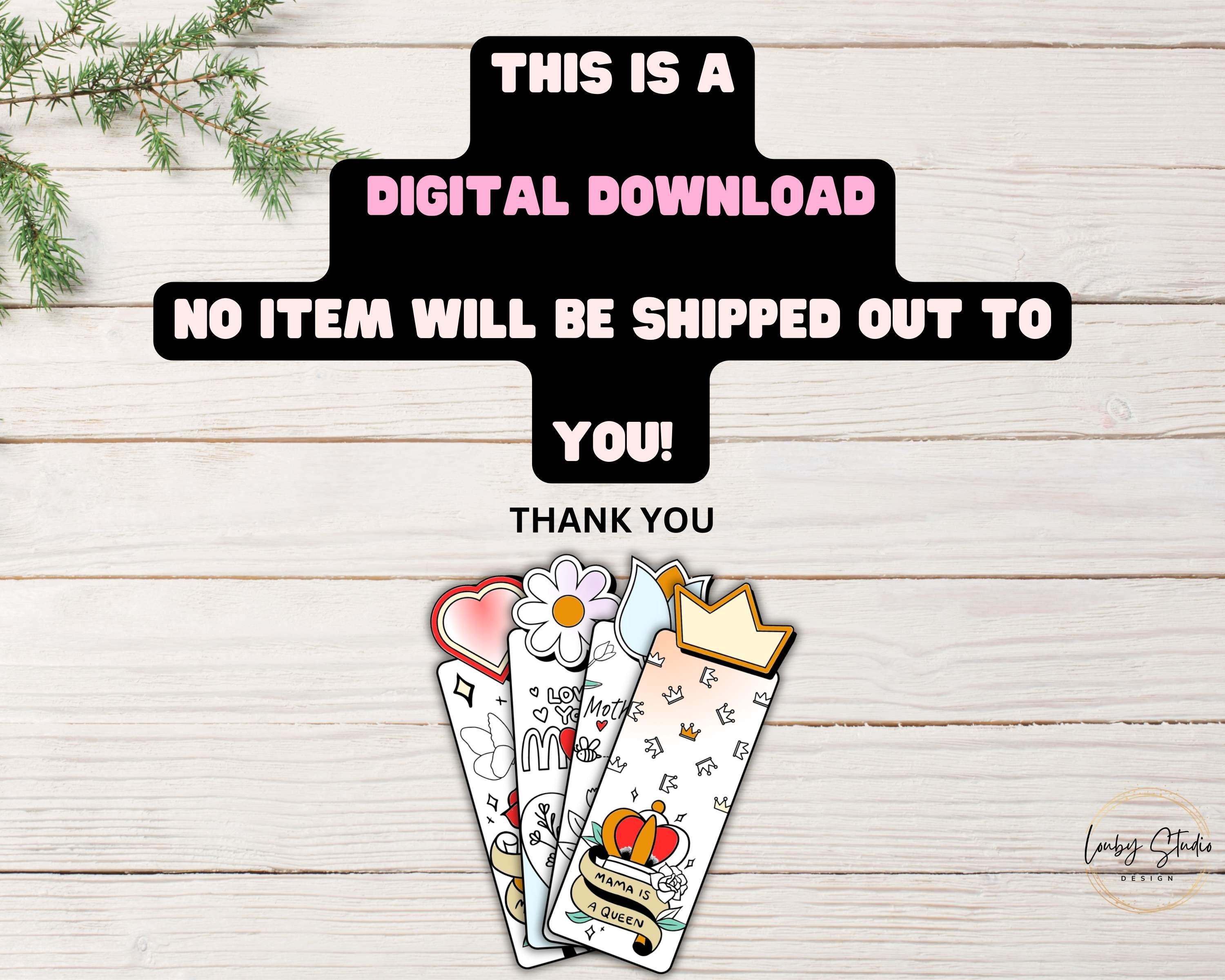 Mothers Day Coloring Bookmarks, Printable Coloring Mothers Day Card ...