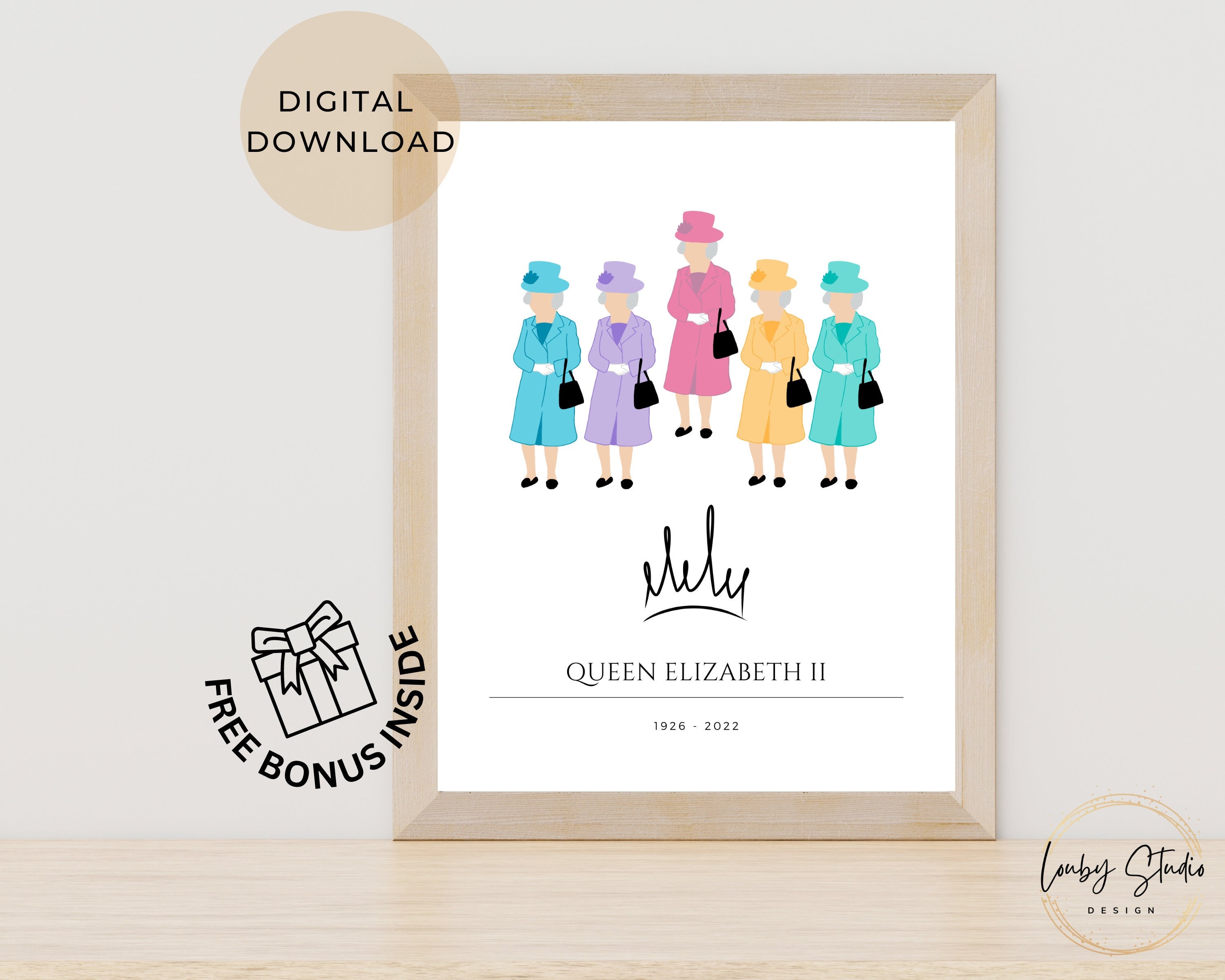 Queen Elizabeth Art Print RIP Queen Elizabeth Poster Rainbow - Etsy