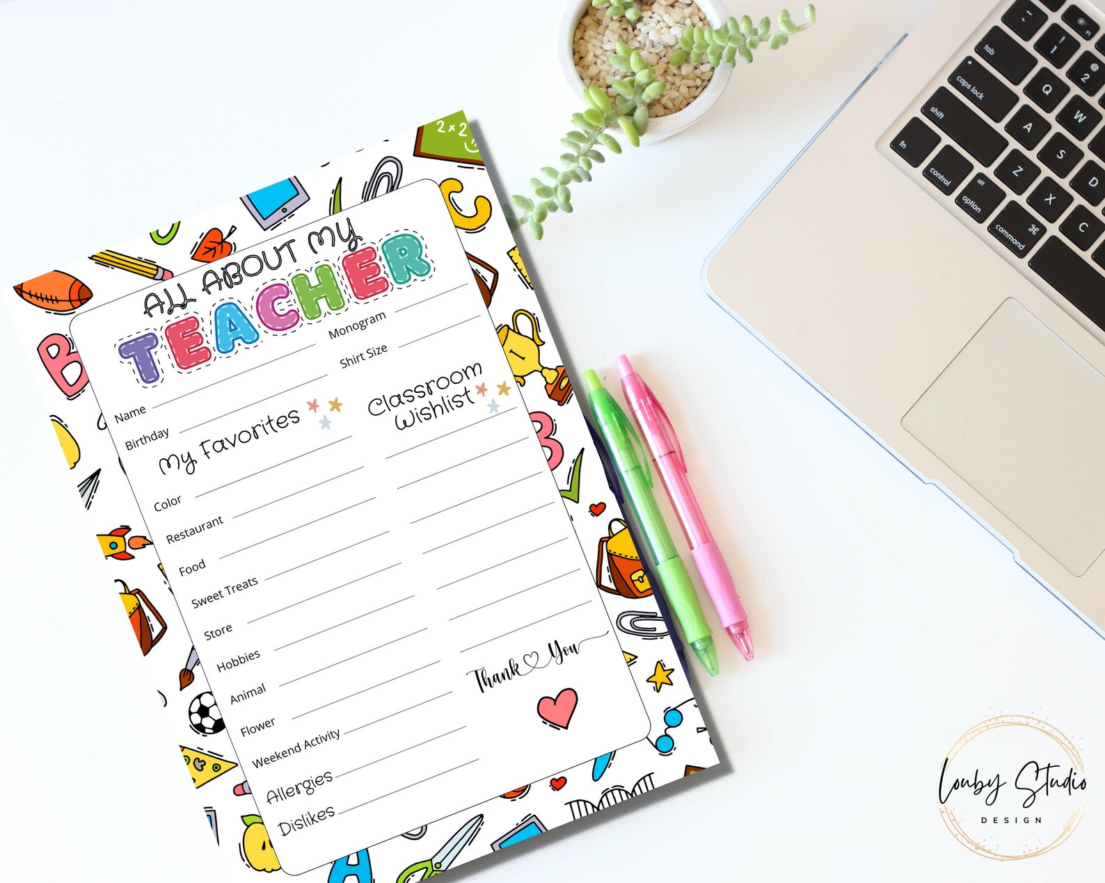 All About My Teacher Printable Questionnaire, Favorites Teacher Survey ...