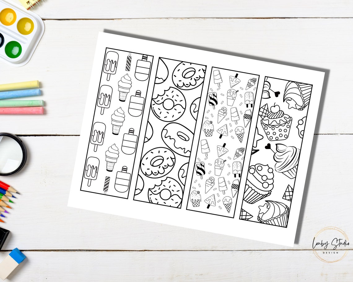 Printable Coloring Bookmarks Digital Book Marks Cute - Etsy