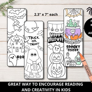 Halloween Coloring Bookmarks, Kids Halloween Coloring Page Classroom ...