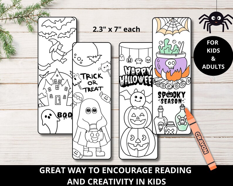 Halloween Coloring Bookmarks, Kids Halloween Coloring Page Classroom ...