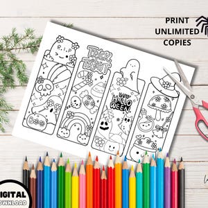 Groovy Halloween Coloring Bookmarks, Retro Halloween Coloring Page for ...