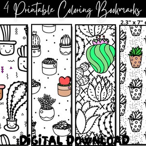 Printable Coloring Bookmarks, Digital Book Marks, Cute Printable Book ...