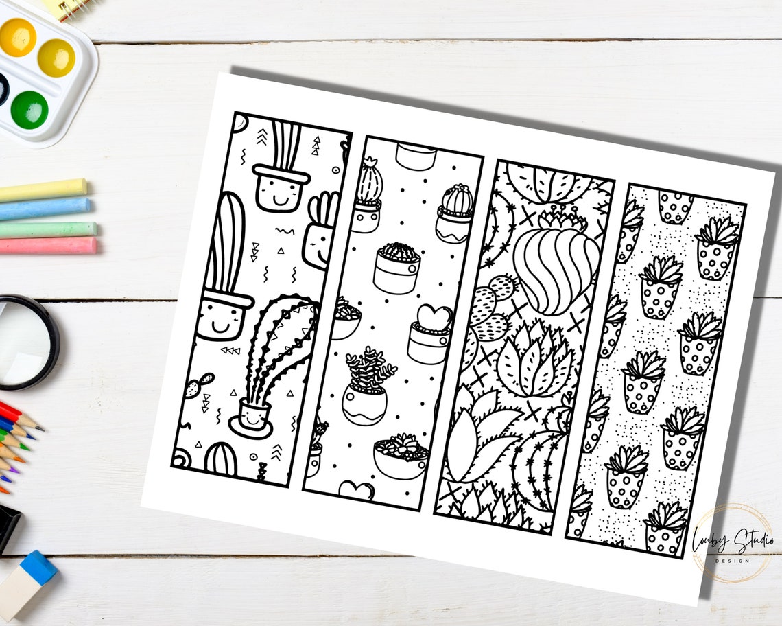 Printable Coloring Bookmarks, Digital Book Marks, Cute Printable Book ...