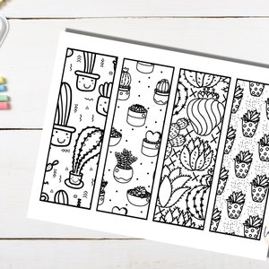 Printable Coloring Bookmarks, Digital Book Marks, Cute Printable Book ...